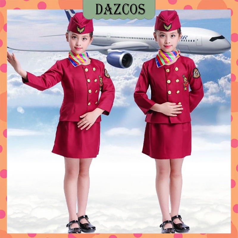 Flight Attendant Costume Career Stewardess for Kid Girls Birthday Gift ...