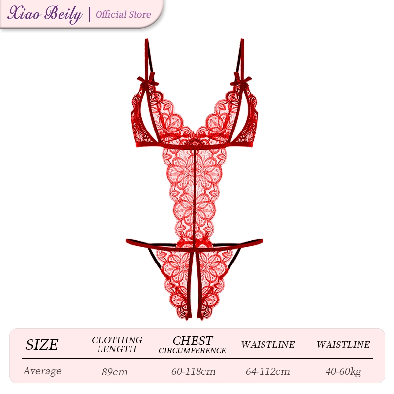 XiaoBeily Lace Temptation Sling Open Crotch Jumpsuit Sexy Lingerie ...