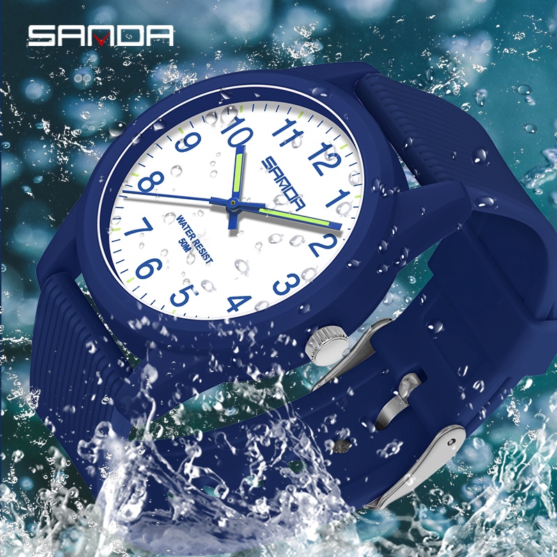 SANDA 6088-91 Solid Color Romantic Couple Style Digital Display Watch ...