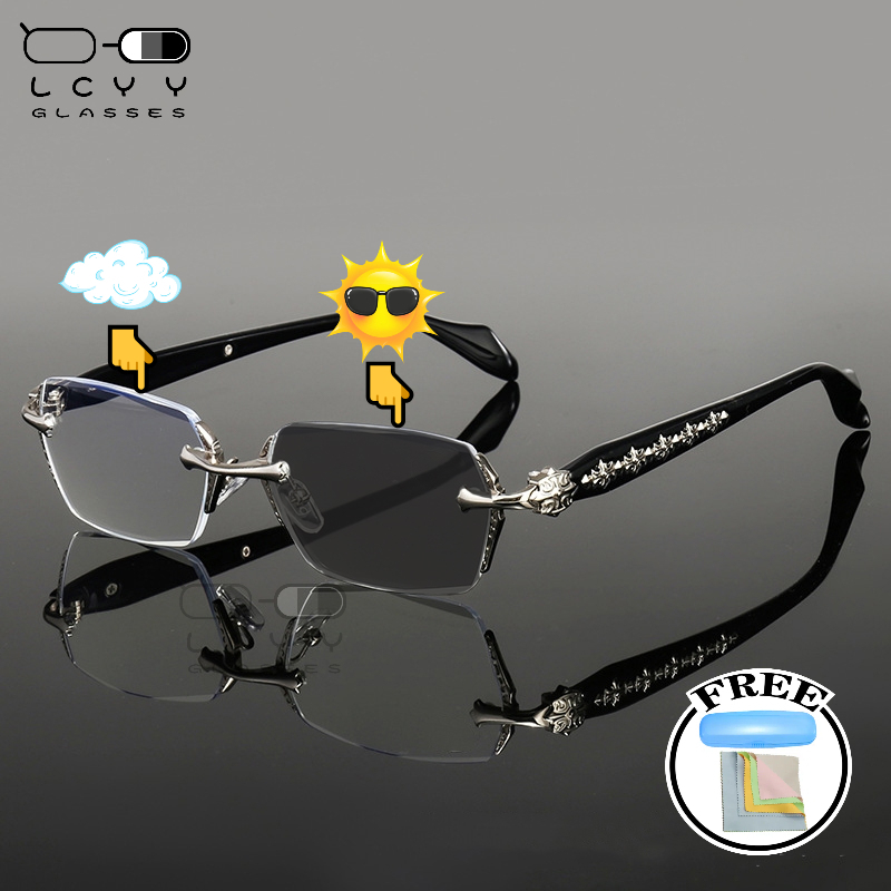 Shipping from Manila 】 Photochromic Borderless Fashion Glasses Advanced ...