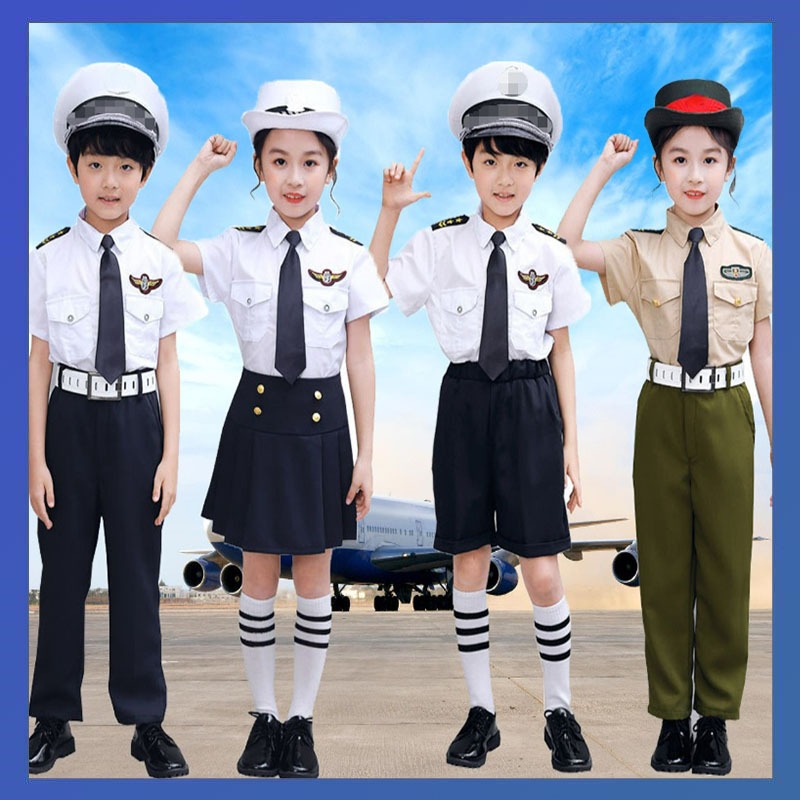 Pilot Captain Costume for Kids Boys Girls Captain Uniform Career Dress ...