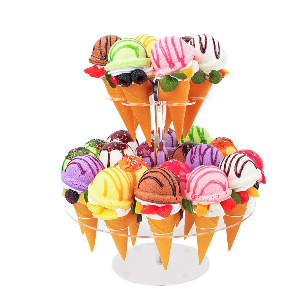 Transparent Acrylic Ice Cream Rack 3 Layers 24 Holes Ice Cream Shelf ...