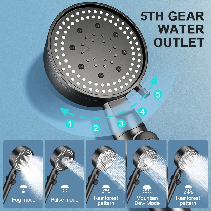 3 In 1 Shower Head Set Shower with Faucet 5-speed Pressurized Bathroom ...