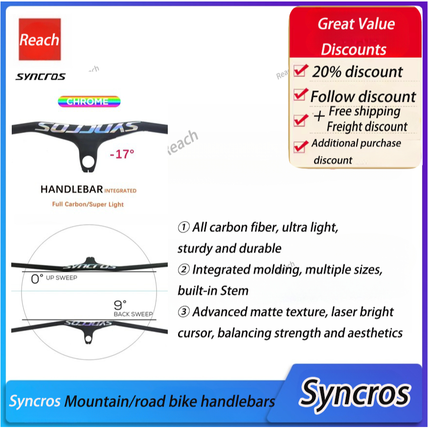 Syncros MTB laser bright cursor bicycle handlebar/integrated carbon ...