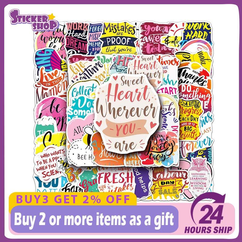 50Pcs Motivational Phrases Motto Sticker Quotes Sentences DIY Laptop ...