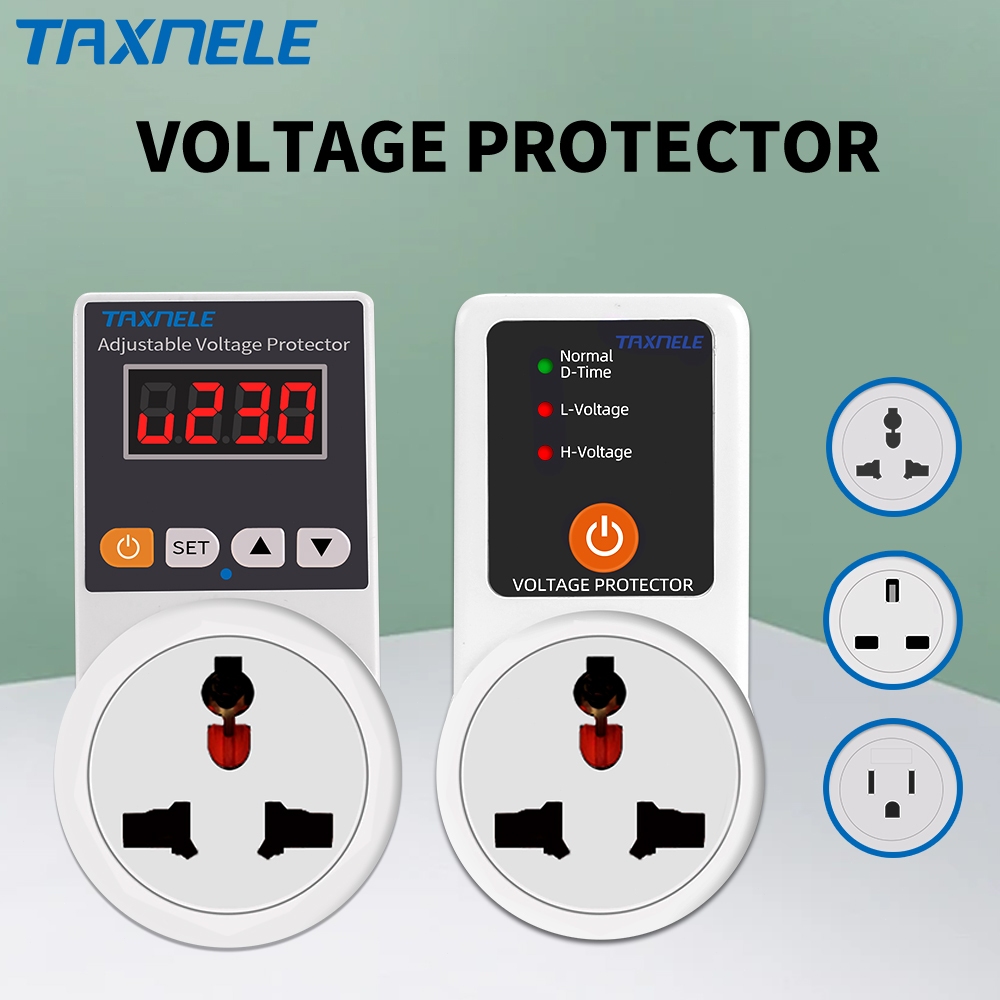 TAXNELE Automatic Voltage Protector Socket AC 220V Adjustable 16A EU Plug Safe Refrigerator ...