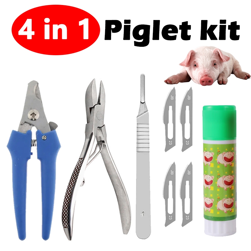 4 in1 Piglet tool kit Pig teeth cutter Piglet tail cutter Pig crayon ...