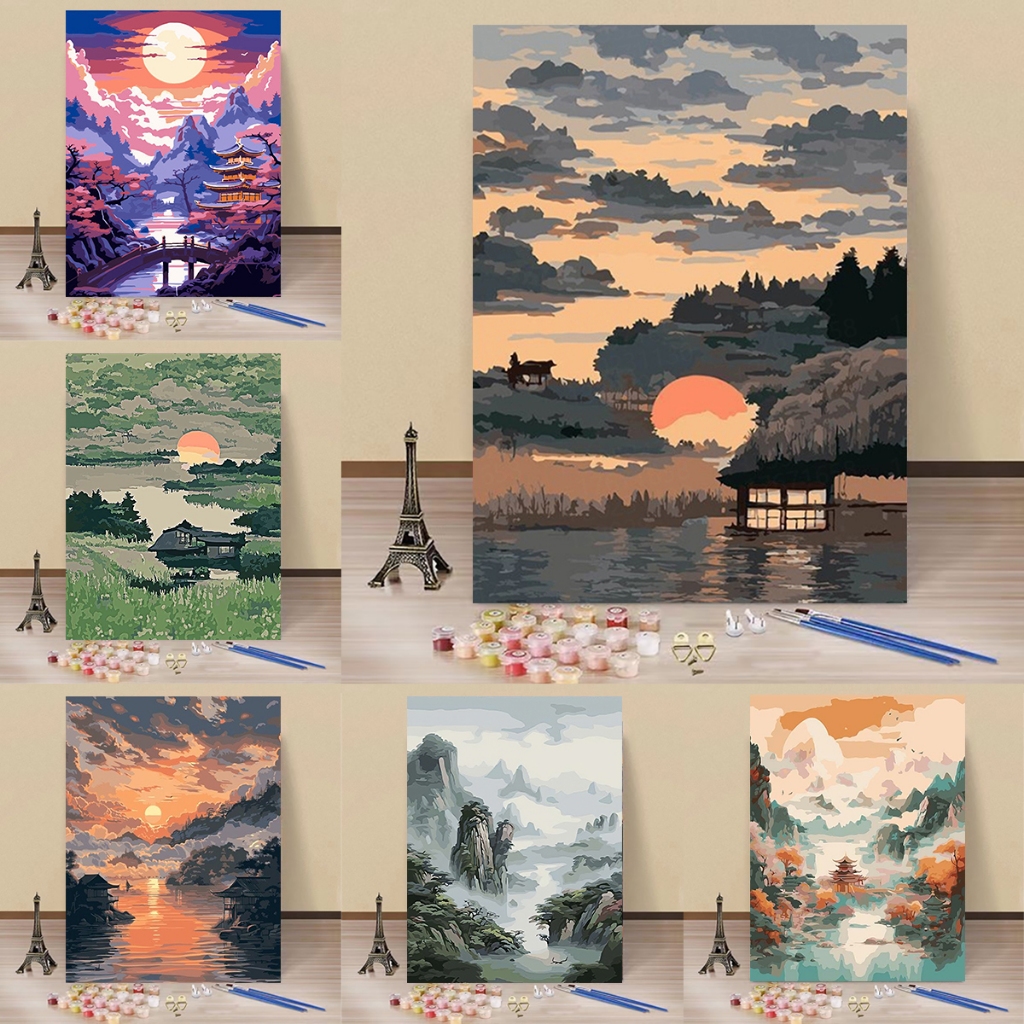 Drofe / Painting by Number / Sunset / Paint by Numbers / Digital oil ...