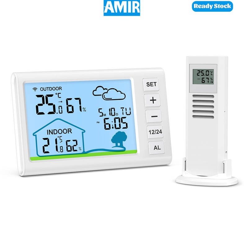 AMIR Wireless Weather Station Hygrometer with Outdoor Sensor with Clock ...