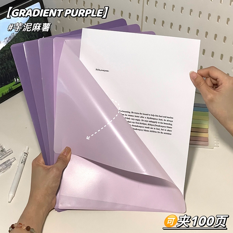 A4 Size Gradient Color L-Shaped Folder Set Thickening Large Capacity ...