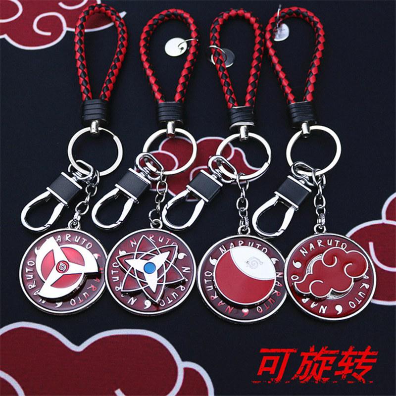 A set Cartoon Anime Naruto Ninja Keychain Rotatable Metal Pendant ...