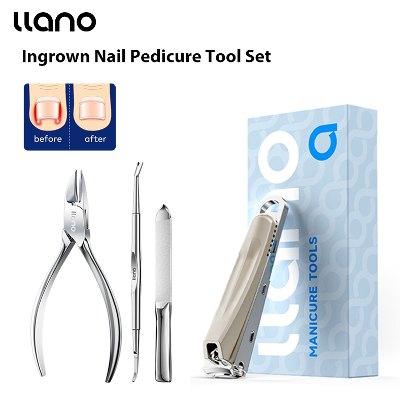 LLANO 2/ 3/ 4 pcs Stainless Steel Toenail Clippers Pedicure Tool Set ...
