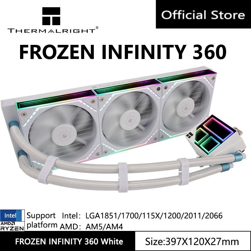 Thermalright Frozen Infinity 360 WHITE Liquid CPU Cooler PWM Fans with ...