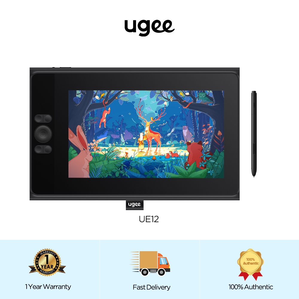 Ugee UE12 11.6 inch Pen Display with Laminated Display 124% sRGB Wide Color Gamut with Battery ...
