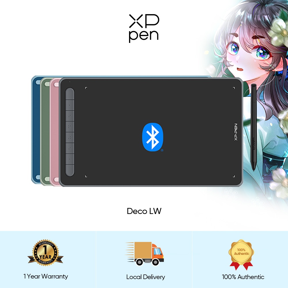 XPPen Deco LW Graphic Digital Tablet Drawing Pen Tablet Wireless Bluetooth V5.0 Tilt Supported ...