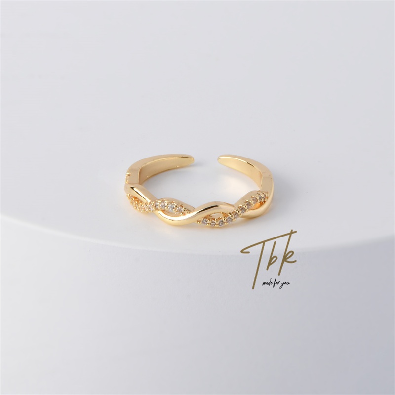 TBK 18k Gold Cubic Zirconia Adjustable Open Ring For Women 403r ...