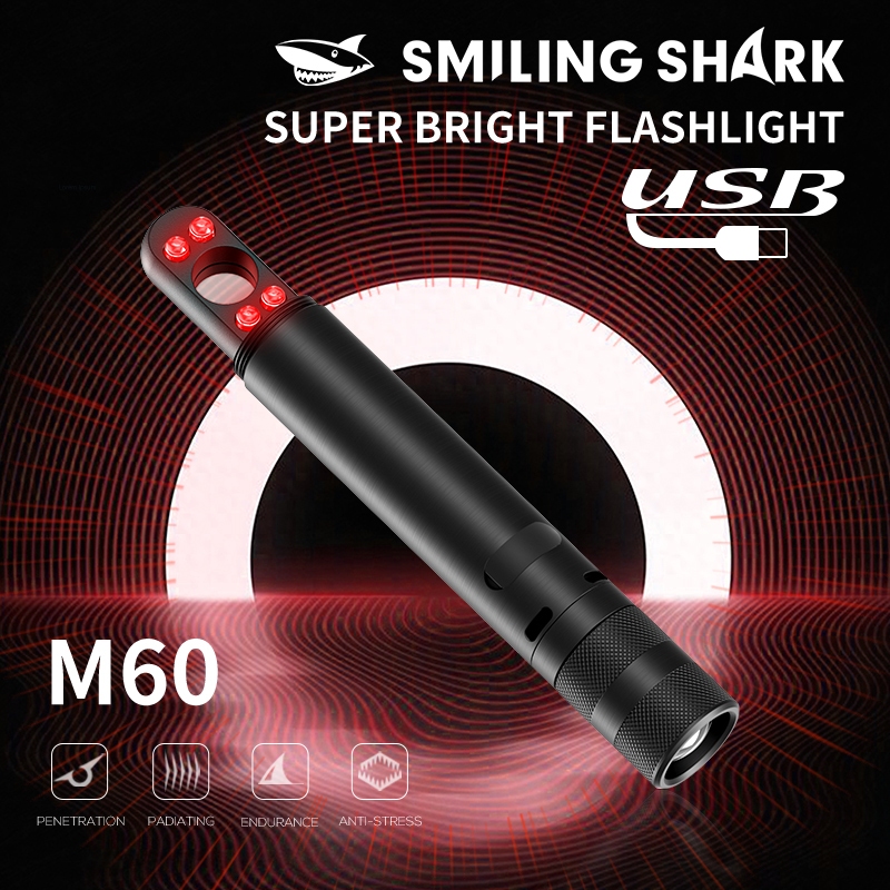 Smiling Shark SD0721 Led Flashlight M60 6000LM Super Bright with Laser ...