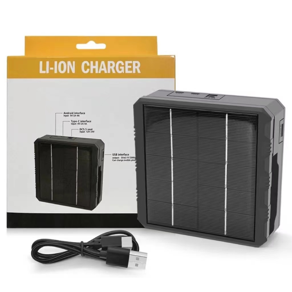 Solar Charging Panel 18650 26650 21700 Lithium battery charger Type-C ...