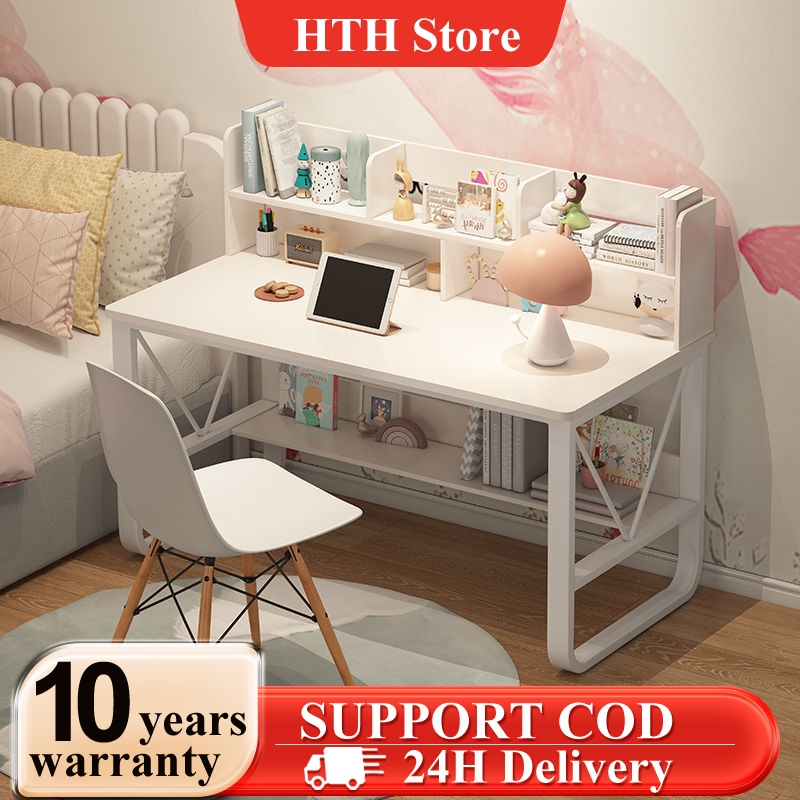 Computer table Solid Wood 80/100/120cm Double layer computer desk for ...