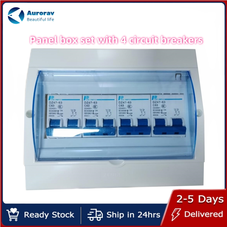 Panel box set with 4 circuit breakers 63 amp, 32 amp, 20 amp and 16 amp ...