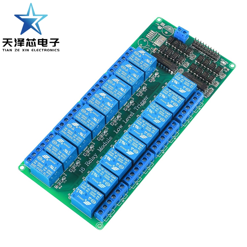 16 Channel DC 5V Relay Module with Optocoupler Low Level Trigger ...