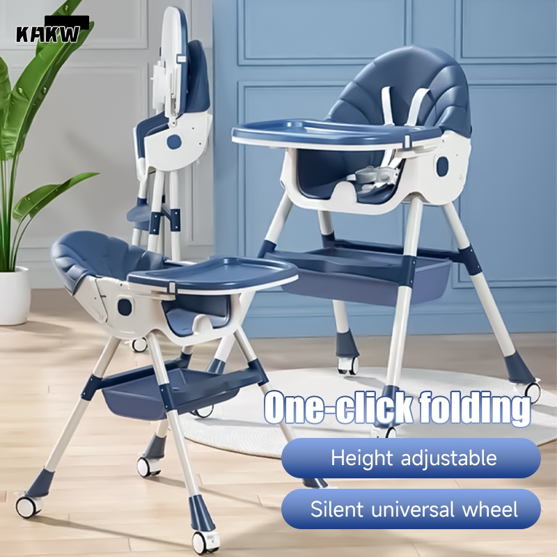 KAKW High Chair Baby Feeding Foldable Adjustable Backrest ...