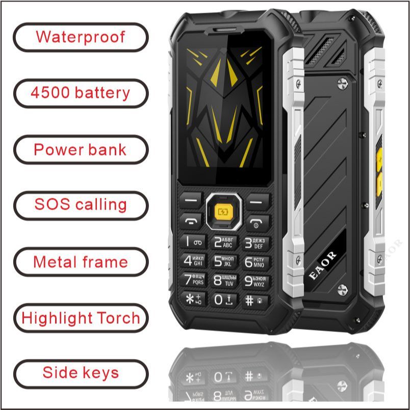 EAOR Dual SIM Card Feature Keypad Phone IP68 Waterproof Rugged 2.4-inch ...