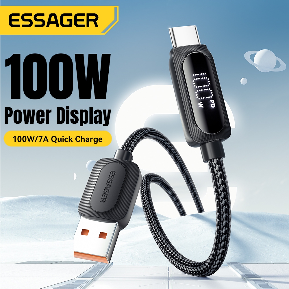 Essager 7A 100W USB-A to Type-C Data Cable Digital Display Charging ...