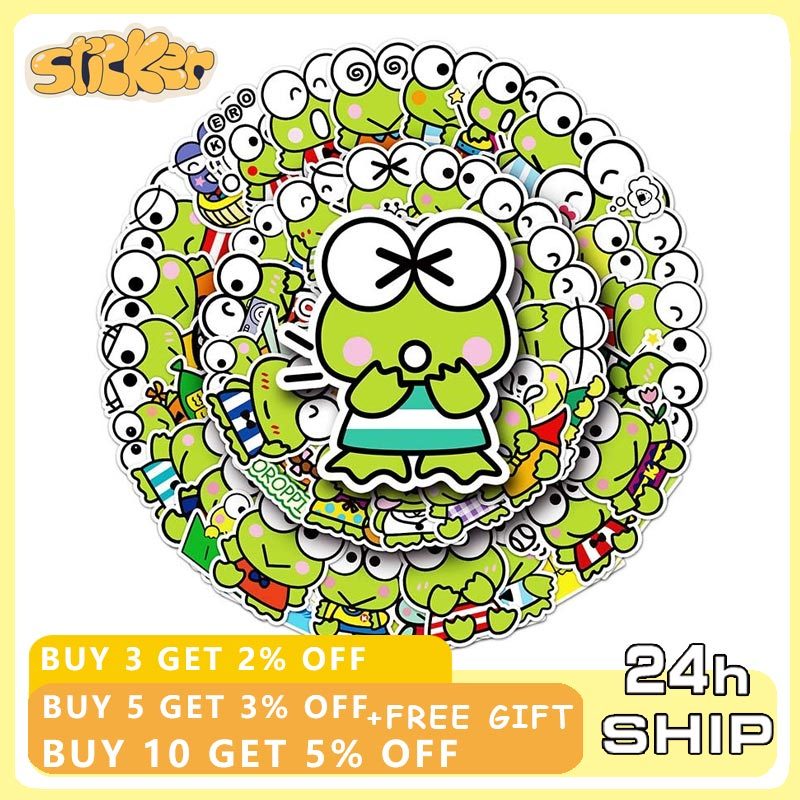 53pcs KEROKERO KEROPPI Sanrio Stickers Cute Cartoon Graffiti Phone ...
