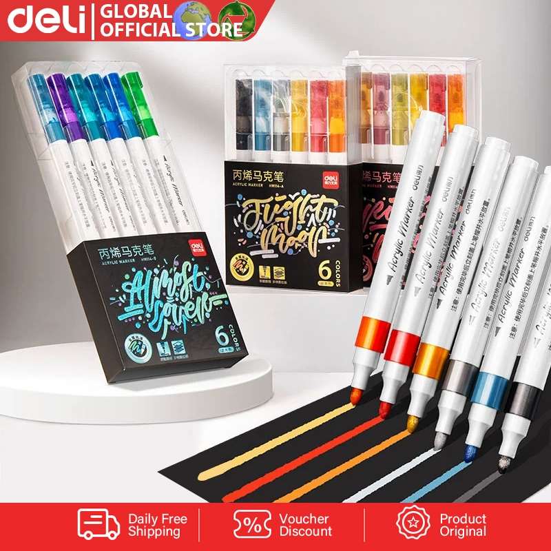 Deli 6 Colors Highlighter Marker Set Painting School Supplies HM114 ...