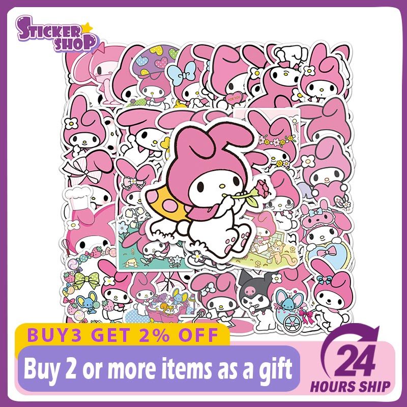 50pcs My Melody Stickers Sanrio Cartoon Cute Graffiti Sticker DIY ...