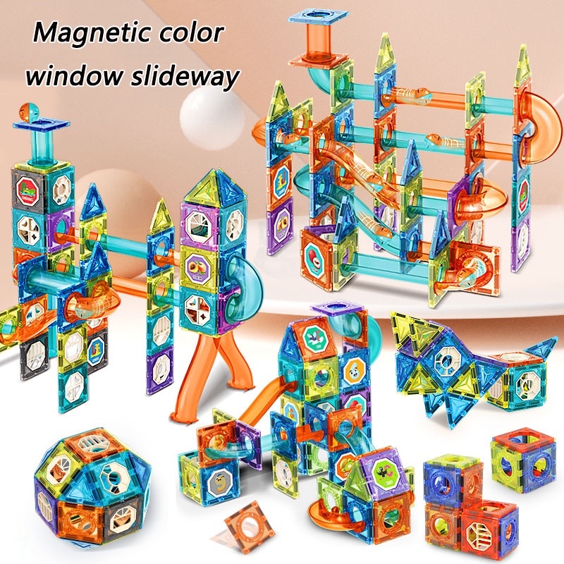 Big Size Magnetic Bricks Building Blocks Set Magnet Marble Slide Toys ...