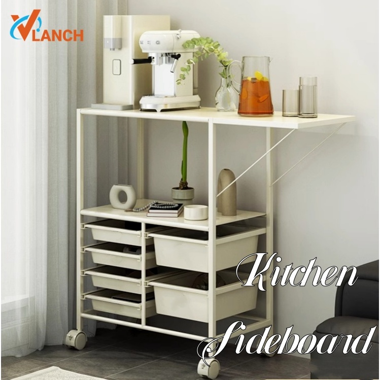 VLANCH Movable Kitchen Storage Rack Sideboard Trolley Countertop ...