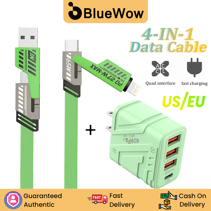BlueWow 40W 4-in-1 Fast Charger PD Charging Head And Cable Set Support ...