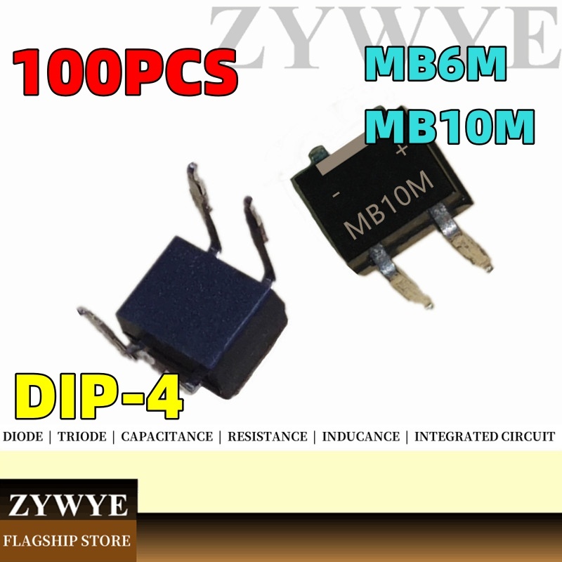 100pcs Brand New MB10M MB6M 0.5A 1A 600V 1000V Inline DIP4 Bridge ...
