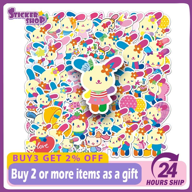 50pcs Usahana Sanrio Sticker Cute Cartoon Rabbit Graffiti DIY ...