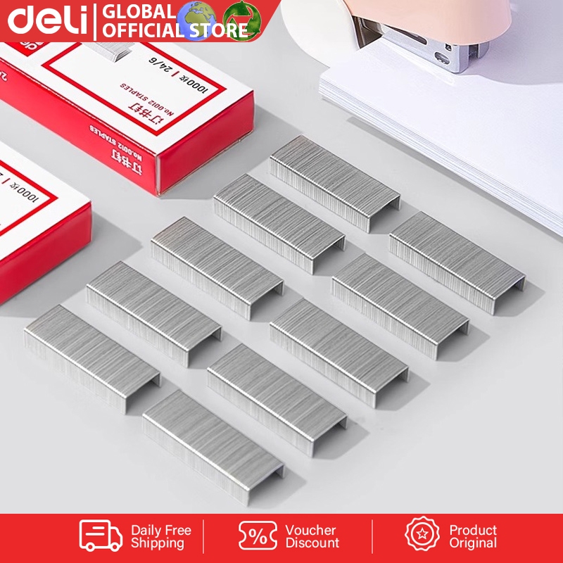 Deli 12mm Staples 24/6 (1000 pieces/box) 0012 | Shopee Philippines