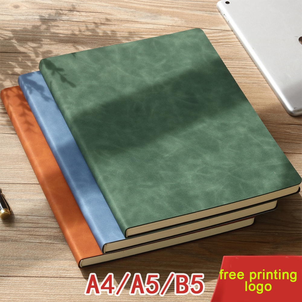 (Free Logo Engraving) A4/A5/B5 solid color student notebook, grid/blank ...