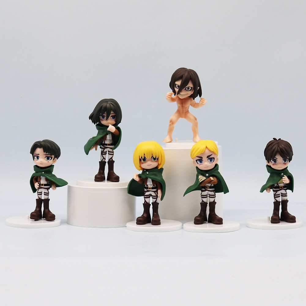 6Pcs/Set 9-10cm Anime Attack on Titan Figure Eren Jaeger Mikasa ...