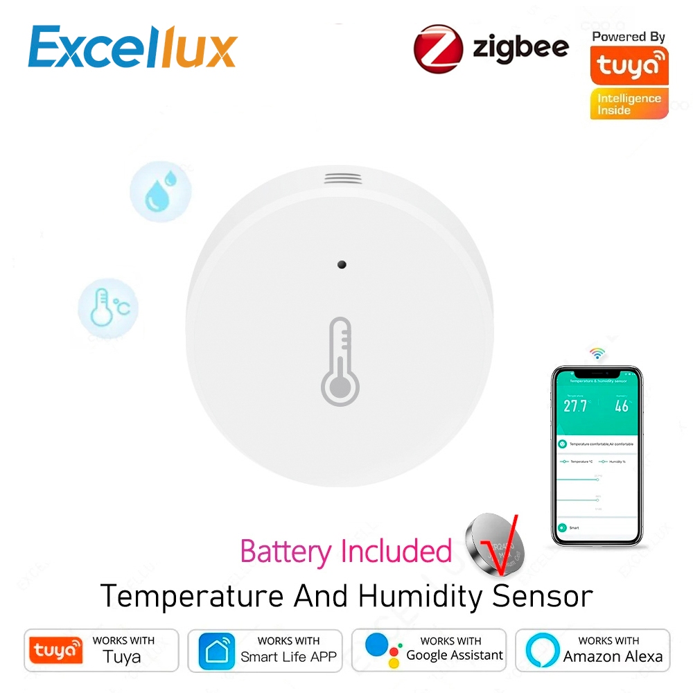 Tuya ZigBee Smart Temperature And Humidity Sensor Battery Powered Work With Tuya Smart Life App ...