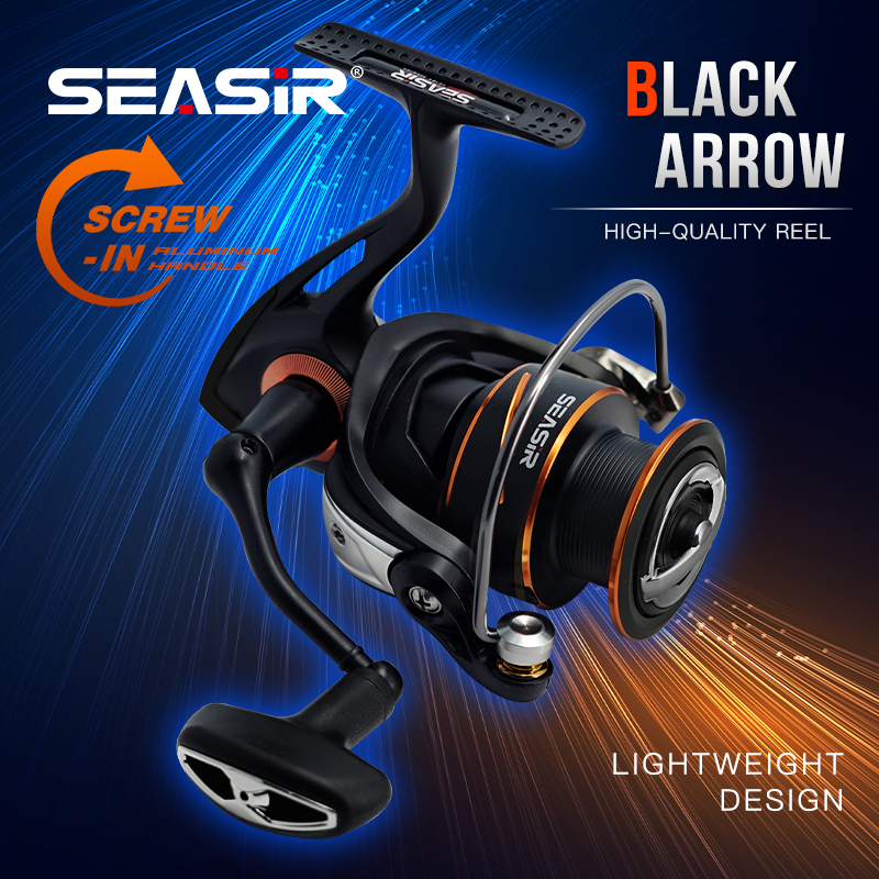 SEASIR Black Arrow Spinning Fishing Reel 5+1BB Metal Main Gear Smoother ...