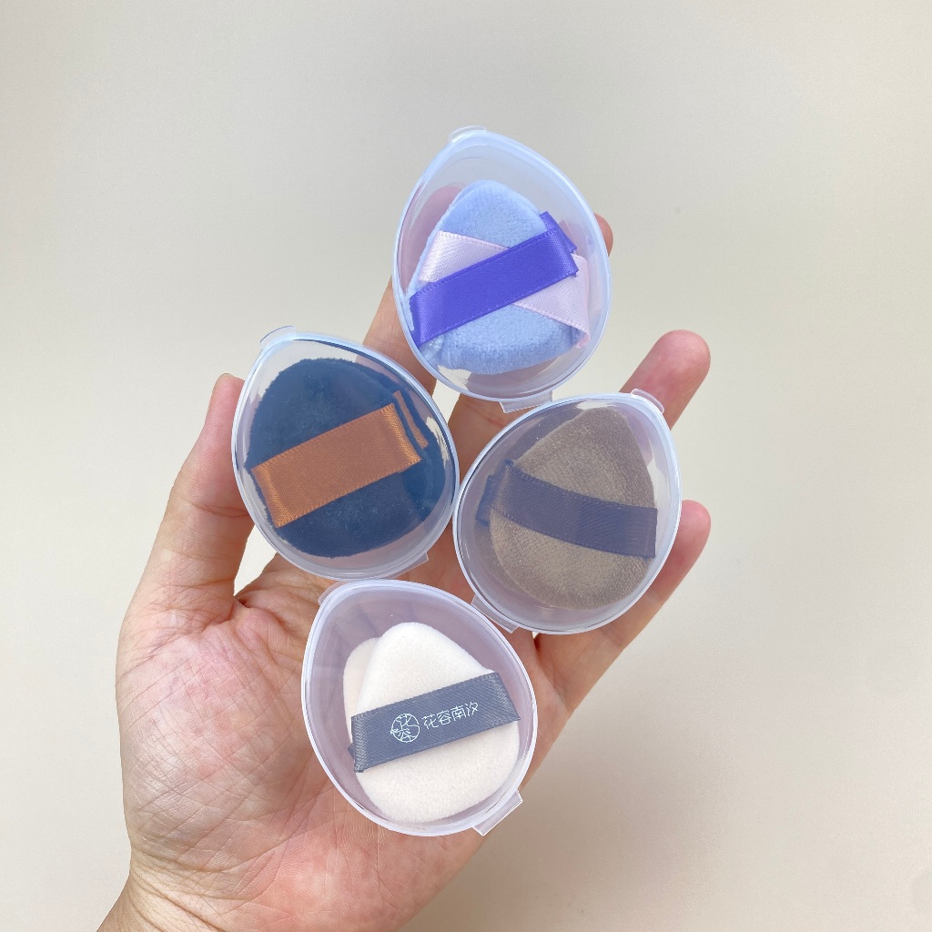Mini Thumb Flocking Puff Set Makeup Blush Puff Free Box | Shopee ...