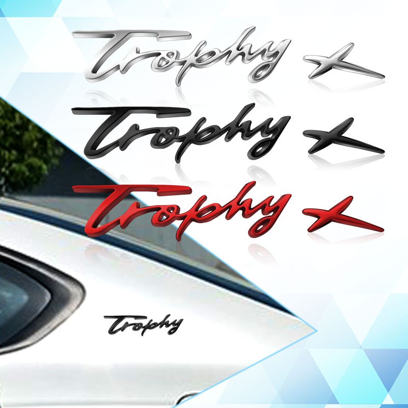 3D Metal Car Sticker Trophy X Logo Letter Emblem Body Fender Rear Trunk ...