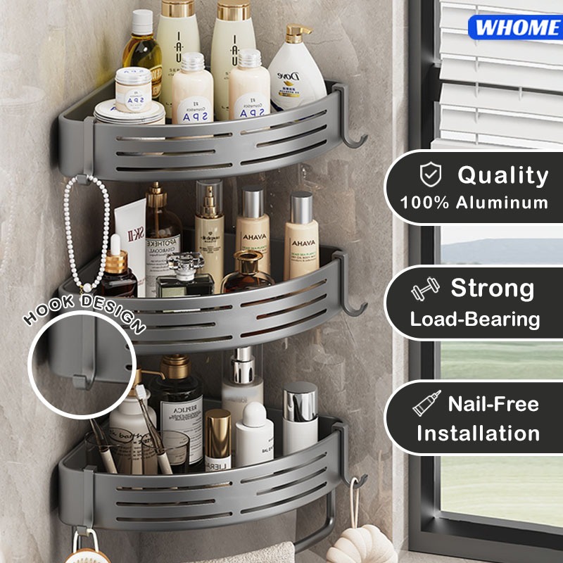 WHOME Stainless Steel Bathroom Corner rack 2 Layers adjustable ...