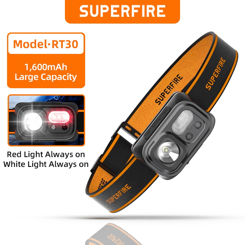 SUPERFIRE RT30 LED Rechargeable Headlamp Strong Bright Long-Range Lamp ...