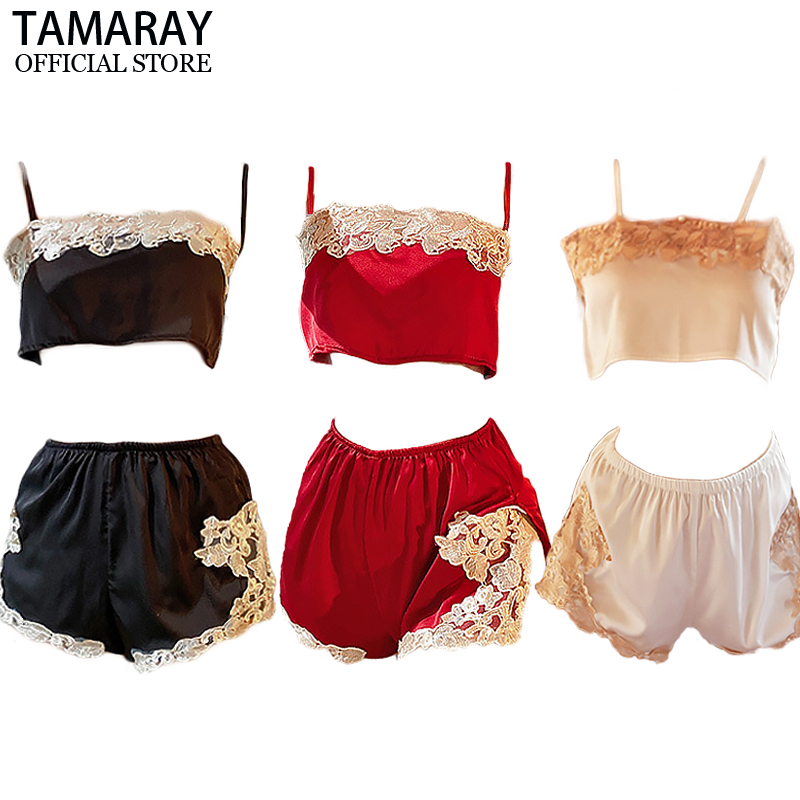 Sexy Backless Pajamas With Lace Nighties Set Lingerie Sling Shorts ...