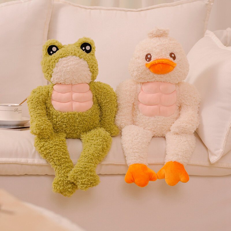 Muscle Duck Frog Doll Plush Toys Cute Muscle Stuffed Animal Funny Soft ...