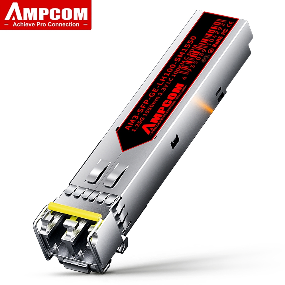 AMPCOM 1.25Gbps SFP Transceiver, Duplex LC, 1000Base-LX Single Mode ...