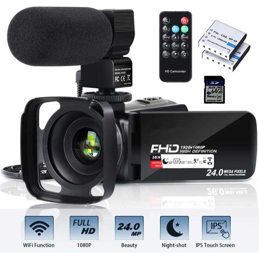 Video Camera Camcorder WiFi FHD 1080P 30FPS 24MP Digital Camera YouTube ...