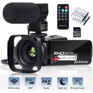 4K Video Camera With Microphone and Lens Hood 48MP Camcorder Digital ...